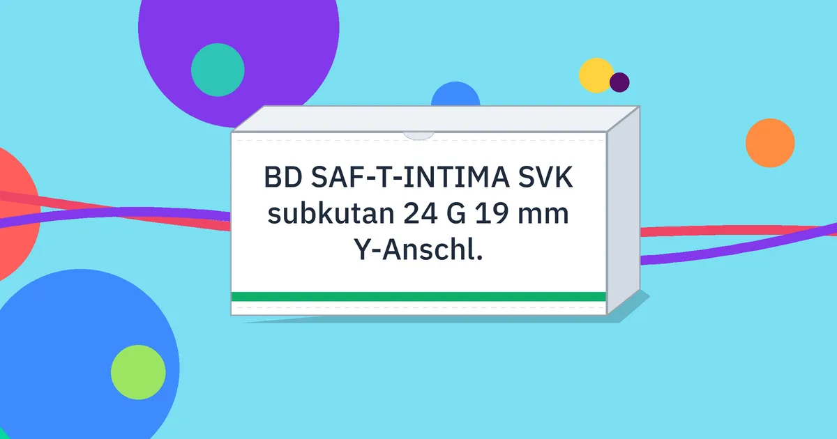 Symbolbild: Packung mit der Aufschrift BD SAF-T-INTIMA SVK subkutan 24 G 19 mm Y-Anschl. (PZN 17304448) – Verfügbarkeit und Bezug in Apotheken in Frankfurt am Main