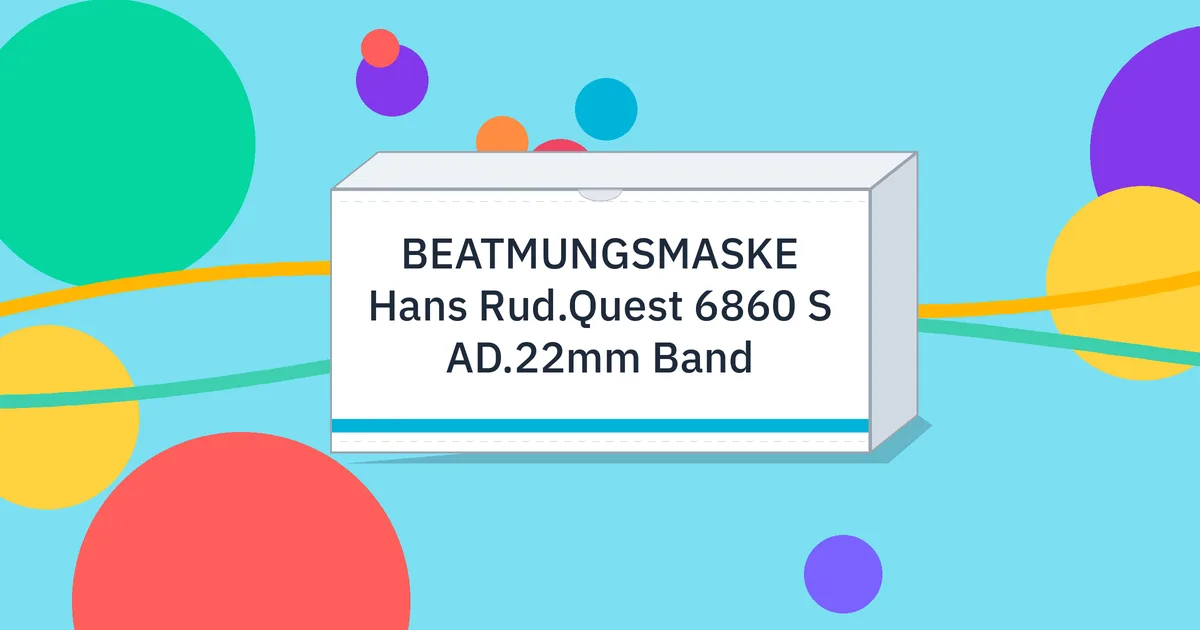 Symbolbild: Packung mit der Aufschrift BEATMUNGSMASKE Hans Rud.Quest 6860 S AD.22mm Band (PZN 17303650) – Verfügbarkeit und Bezug in Apotheken in Frankfurt am Main