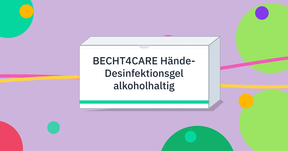 Symbolbild: Packung mit der Aufschrift BECHT4CARE Hände-Desinfektionsgel alkoholhaltig (PZN 15262243) – Verfügbarkeit und Bezug in Apotheken in Frankfurt am Main