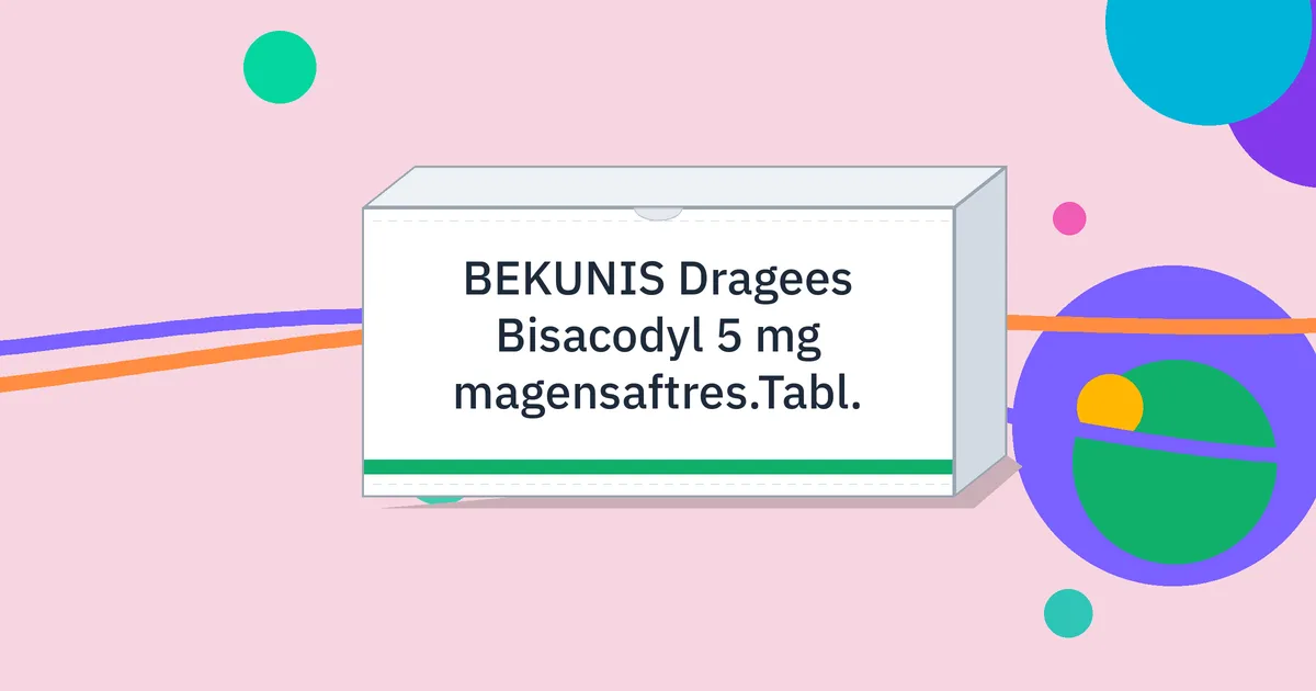 Symbolbild: Packung mit der Aufschrift BEKUNIS Dragees Bisacodyl 5 mg magensaftres.Tabl. (PZN 04512010) – Verfügbarkeit und Bezug in Apotheken in Frankfurt am Main