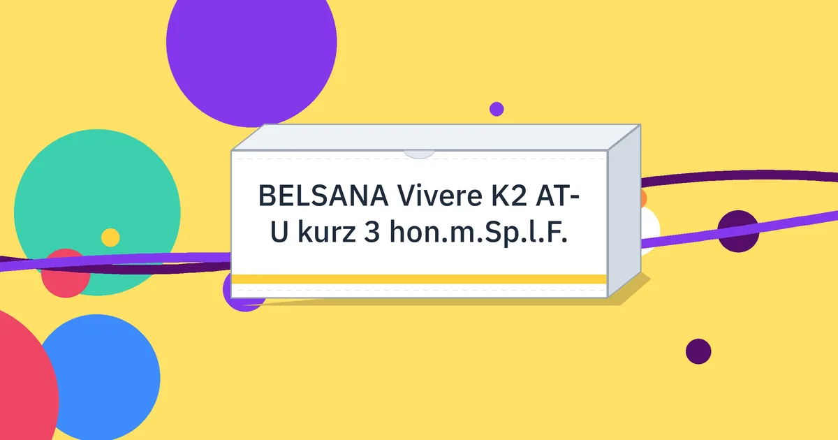 Symbolbild: Packung mit der Aufschrift BELSANA Vivere K2 AT-U kurz 3 hon.m.Sp.l.F. (PZN 08537627) – Verfügbarkeit und Bezug in Apotheken in Frankfurt am Main