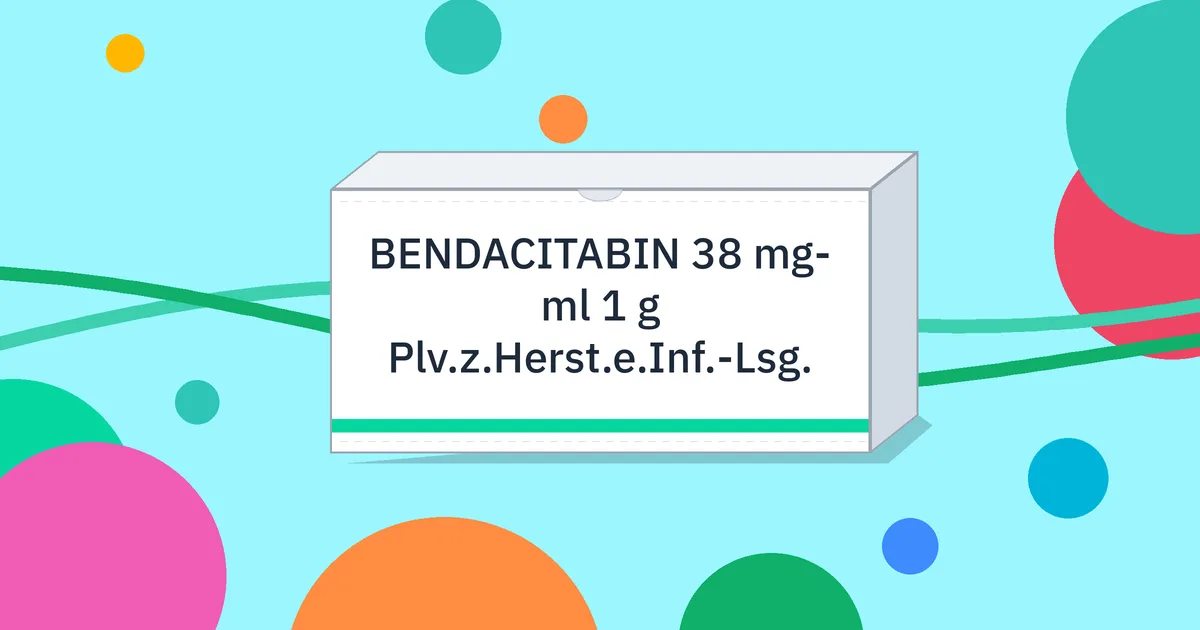 Symbolbild: Packung mit der Aufschrift BENDACITABIN 38 mg-ml 1 g Plv.z.Herst.e.Inf.-Lsg. (PZN 15193453) – Verfügbarkeit und Bezug in Apotheken in Frankfurt am Main