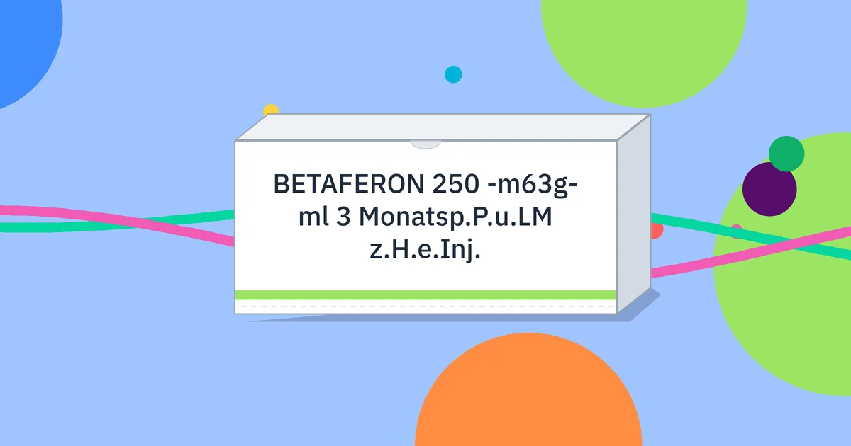 Symbolbild: Packung mit der Aufschrift BETAFERON 250 -m63g-ml 3 Monatsp.P.u.LM z.H.e.Inj. (PZN 05461131) – Verfügbarkeit und Bezug in Apotheken in Frankfurt am Main