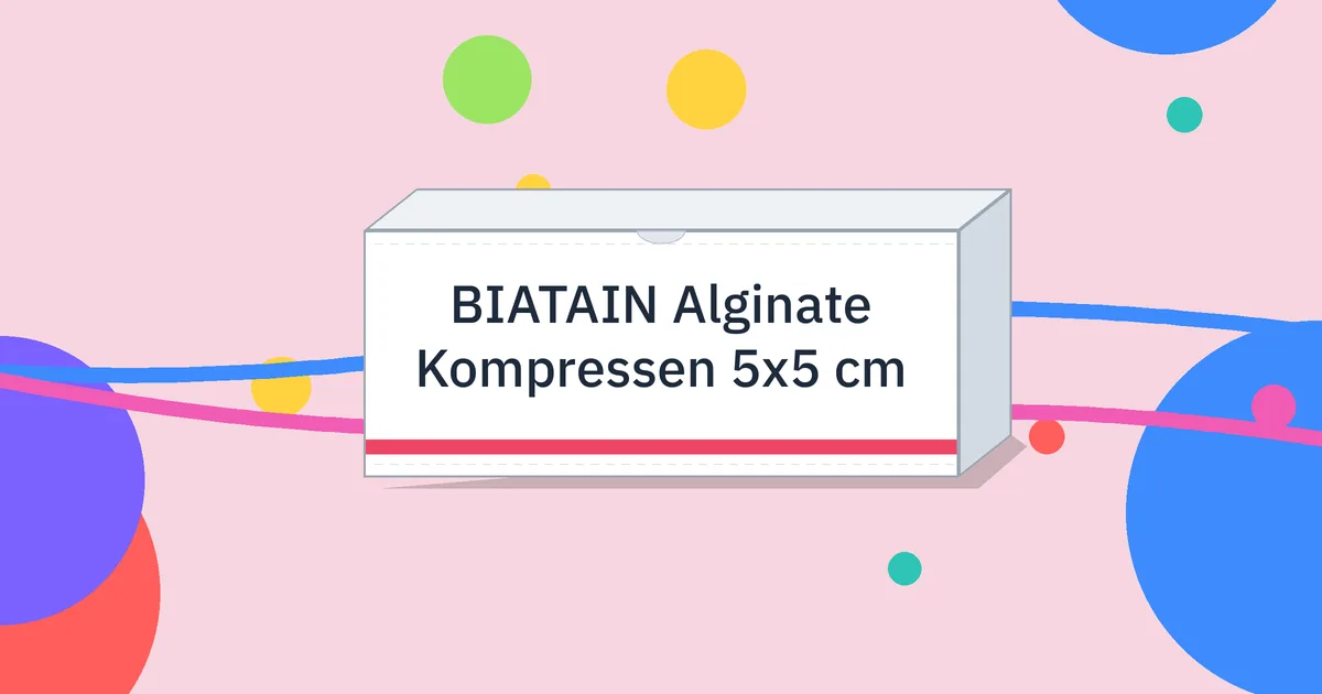 Symbolbild: Packung mit der Aufschrift BIATAIN Alginate Kompressen 5x5 cm (PZN 10054250) – Verfügbarkeit und Bezug in Apotheken in Frankfurt am Main