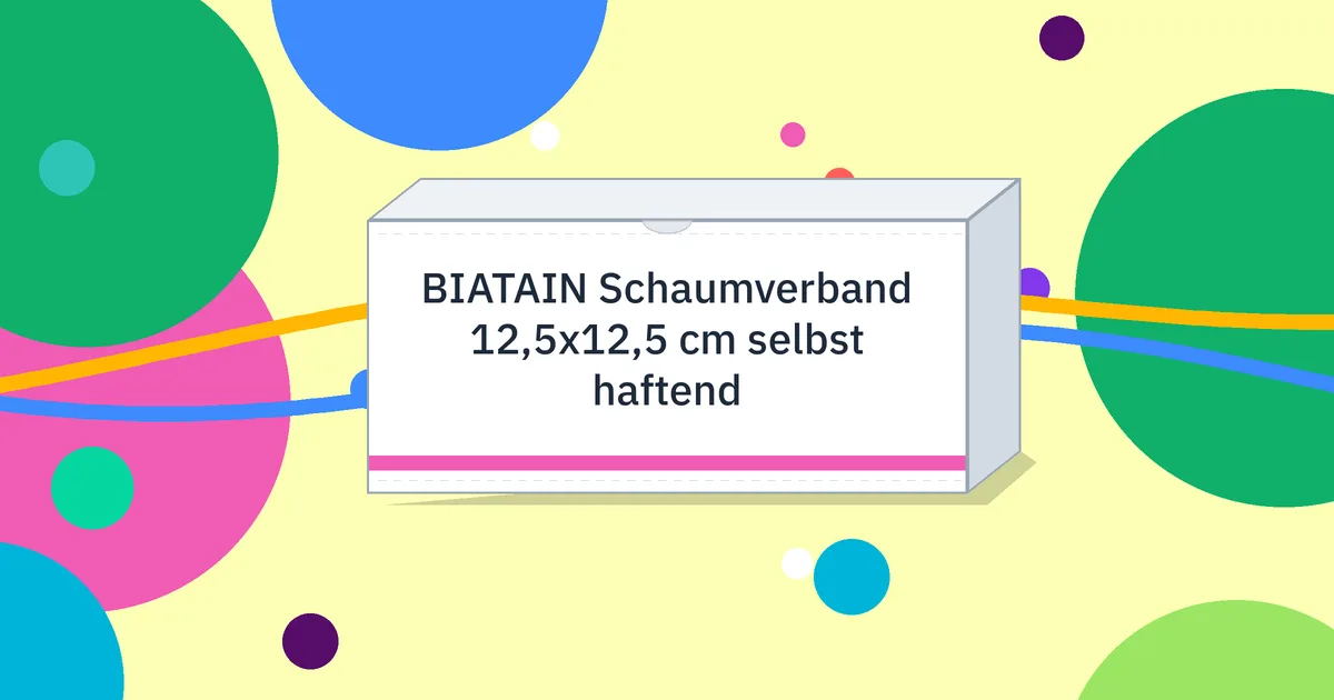 Symbolbild: Packung mit der Aufschrift BIATAIN Schaumverband 12,5x12,5 cm selbst haftend (PZN 18125328) – Verfügbarkeit und Bezug in Apotheken in Frankfurt am Main