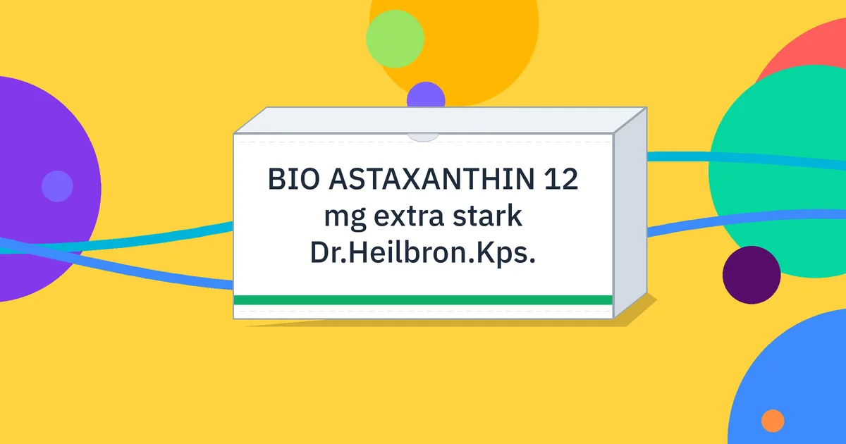 Symbolbild: Packung mit der Aufschrift BIO ASTAXANTHIN 12 mg extra stark Dr.Heilbron.Kps. (PZN 18499833) – Verfügbarkeit und Bezug in Apotheken in Frankfurt am Main