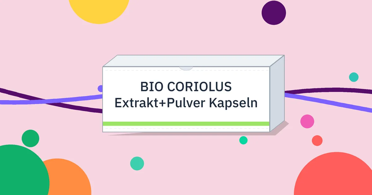 Symbolbild: Packung mit der Aufschrift BIO CORIOLUS Extrakt+Pulver Kapseln (PZN 17566390) – Verfügbarkeit und Bezug in Apotheken in Frankfurt am Main
