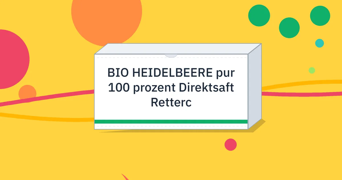 Symbolbild: Packung mit der Aufschrift BIO HEIDELBEERE pur 100 prozent Direktsaft Retterc (PZN 16735519) – Verfügbarkeit und Bezug in Apotheken in Frankfurt am Main