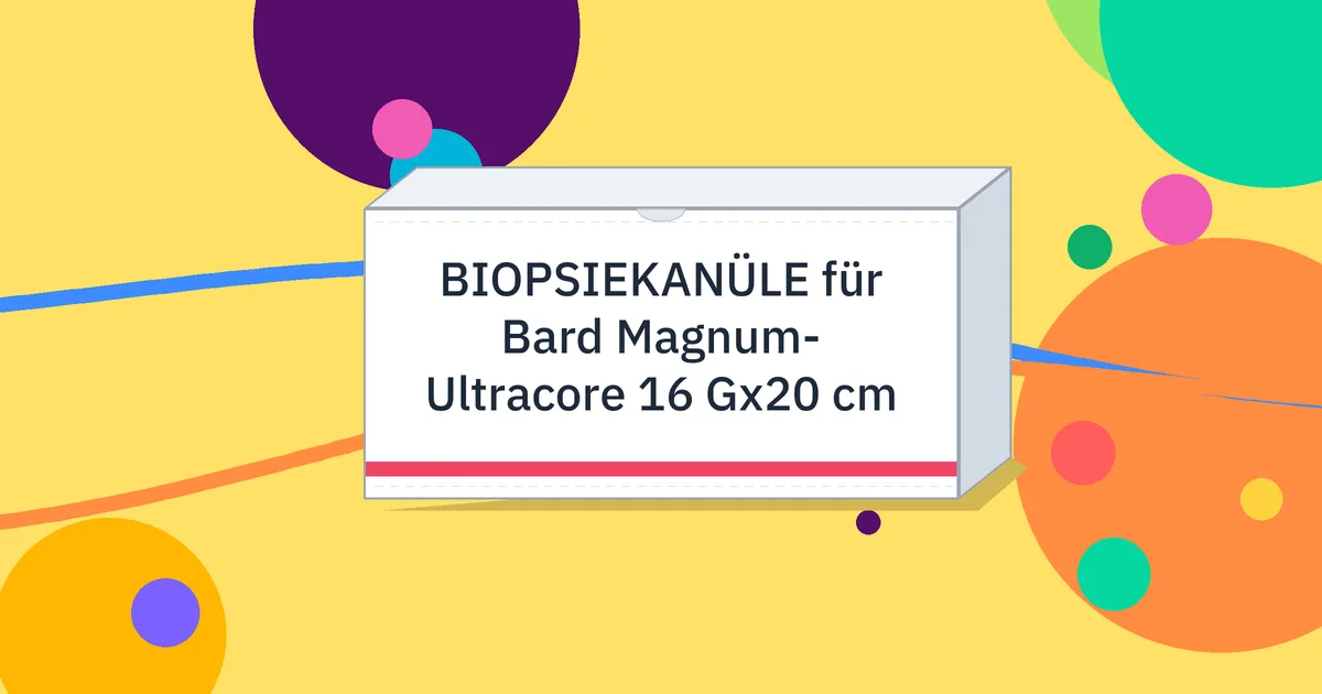 Symbolbild: Packung mit der Aufschrift BIOPSIEKANÜLE für Bard Magnum-Ultracore 16 Gx20 cm (PZN 07096730) – Verfügbarkeit und Bezug in Apotheken in Frankfurt am Main