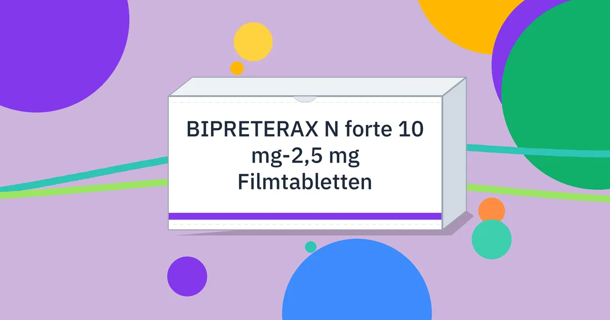 Symbolbild: Packung mit der Aufschrift BIPRETERAX N forte 10 mg-2,5 mg Filmtabletten (PZN 20389218) – Verfügbarkeit und Bezug in Apotheken in Frankfurt am Main