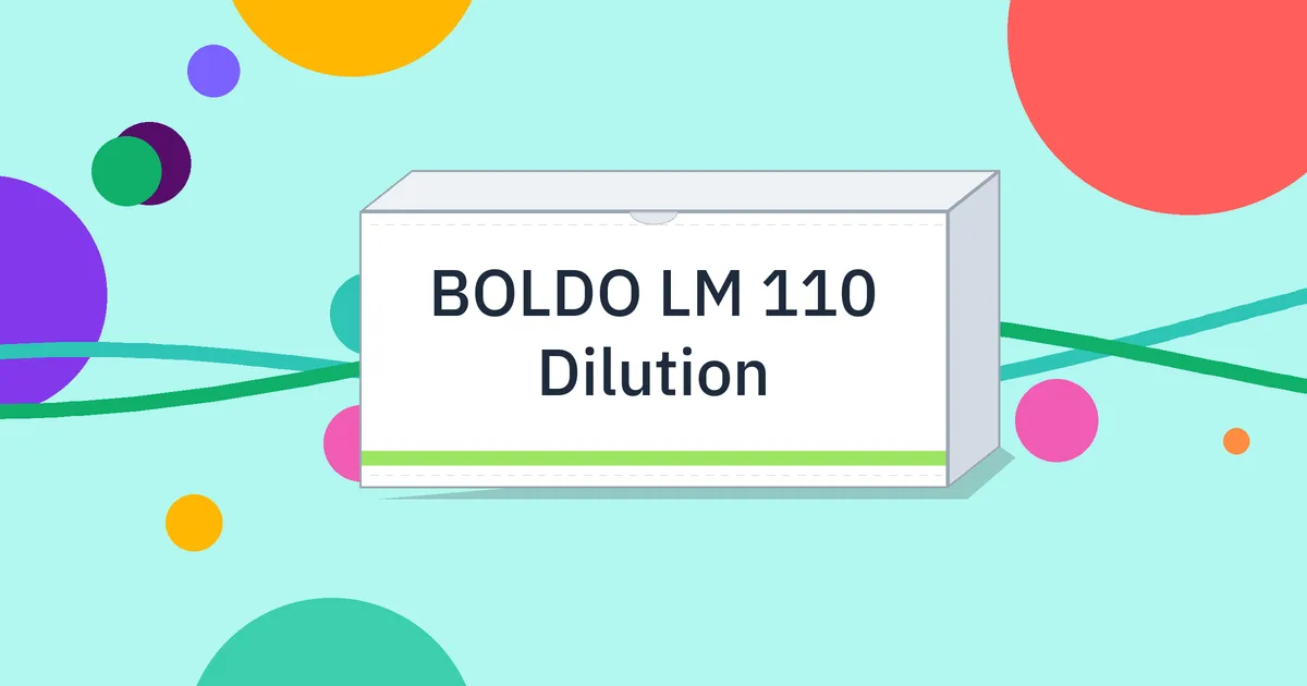 Symbolbild: Packung mit der Aufschrift BOLDO LM 110 Dilution (PZN 13390965) – Verfügbarkeit und Bezug in Apotheken in Frankfurt am Main
