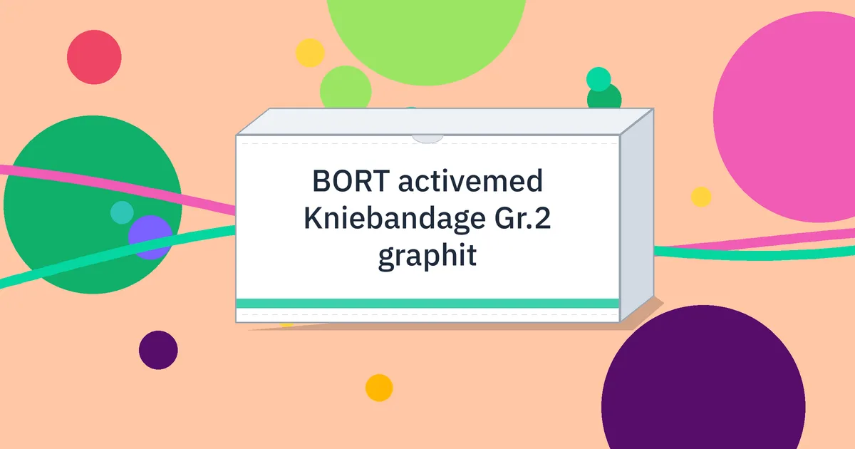 Symbolbild: Packung mit der Aufschrift BORT activemed Kniebandage Gr.2 graphit (PZN 17582182) – Verfügbarkeit und Bezug in Apotheken in Frankfurt am Main