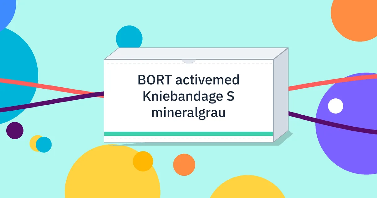 Symbolbild: Packung mit der Aufschrift BORT activemed Kniebandage S mineralgrau (PZN 12601963) – Verfügbarkeit und Bezug in Apotheken in Frankfurt am Main
