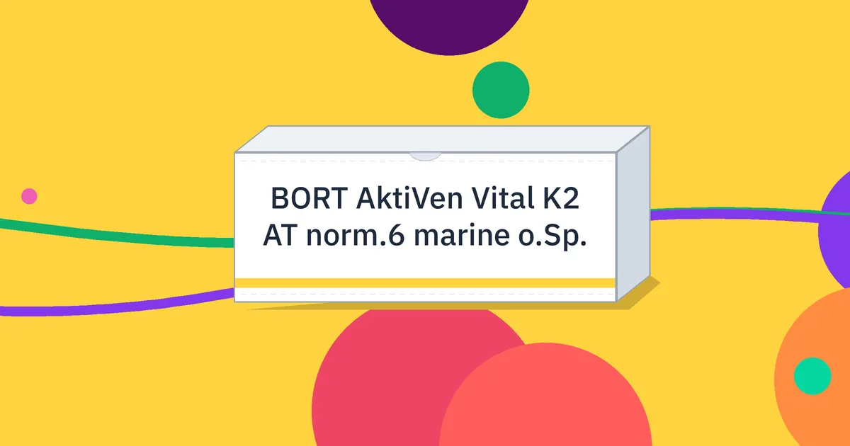 Symbolbild: Packung mit der Aufschrift BORT AktiVen Vital K2 AT norm.6 marine o.Sp. (PZN 13741703) – Verfügbarkeit und Bezug in Apotheken in Frankfurt am Main