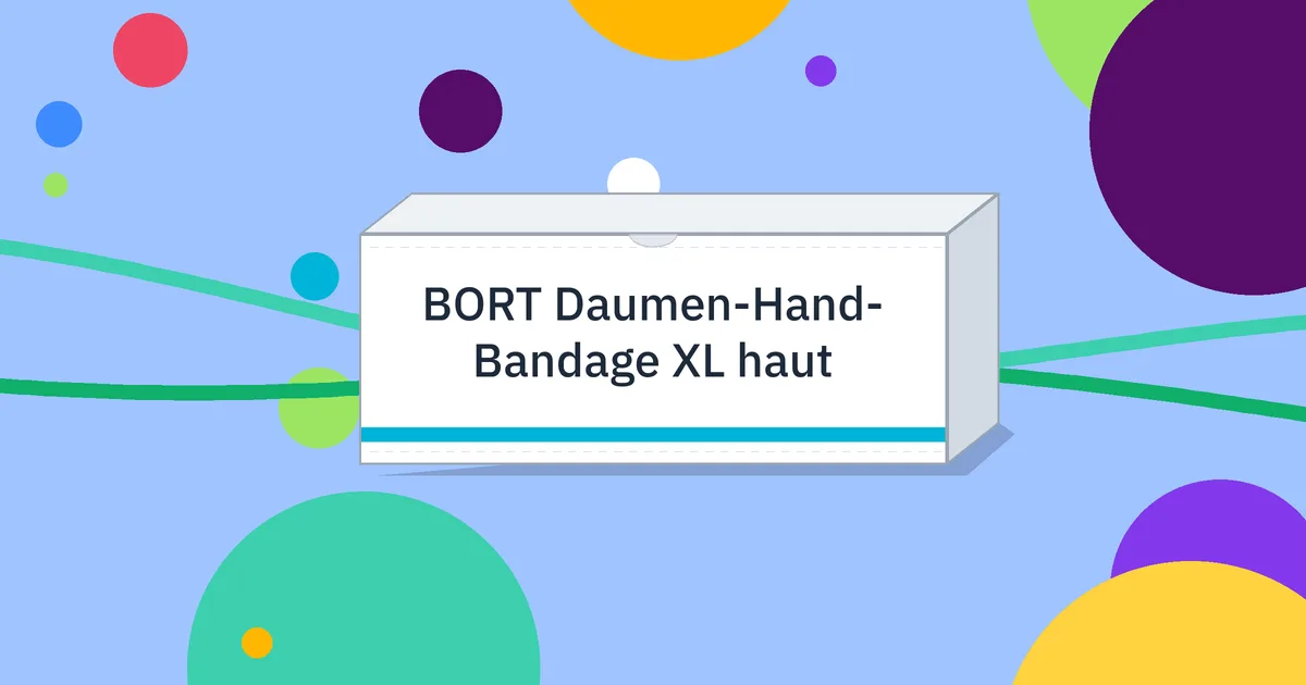 Symbolbild: Packung mit der Aufschrift BORT Daumen-Hand-Bandage XL haut (PZN 02406893) – Verfügbarkeit und Bezug in Apotheken in Frankfurt am Main