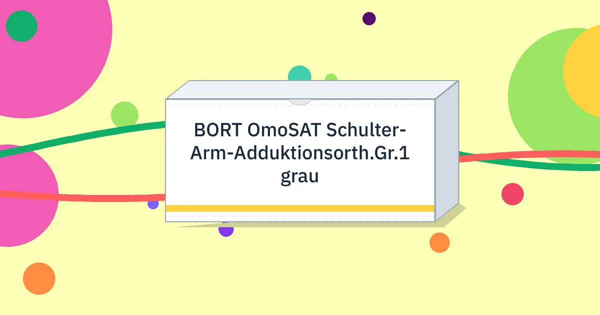 Symbolbild: Packung mit der Aufschrift BORT OmoSAT Schulter-Arm-Adduktionsorth.Gr.1 grau (PZN 16318193) – Verfügbarkeit und Bezug in Apotheken in Frankfurt am Main