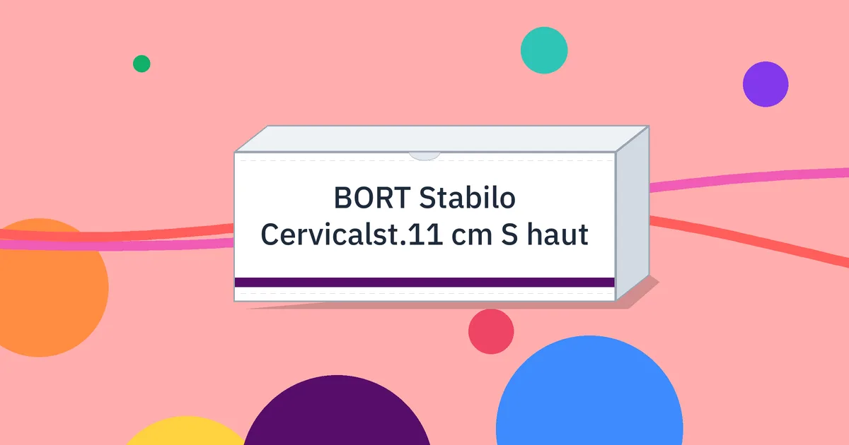 Symbolbild: Packung mit der Aufschrift BORT Stabilo Cervicalst.11 cm S haut (PZN 03813548) – Verfügbarkeit und Bezug in Apotheken in Frankfurt am Main