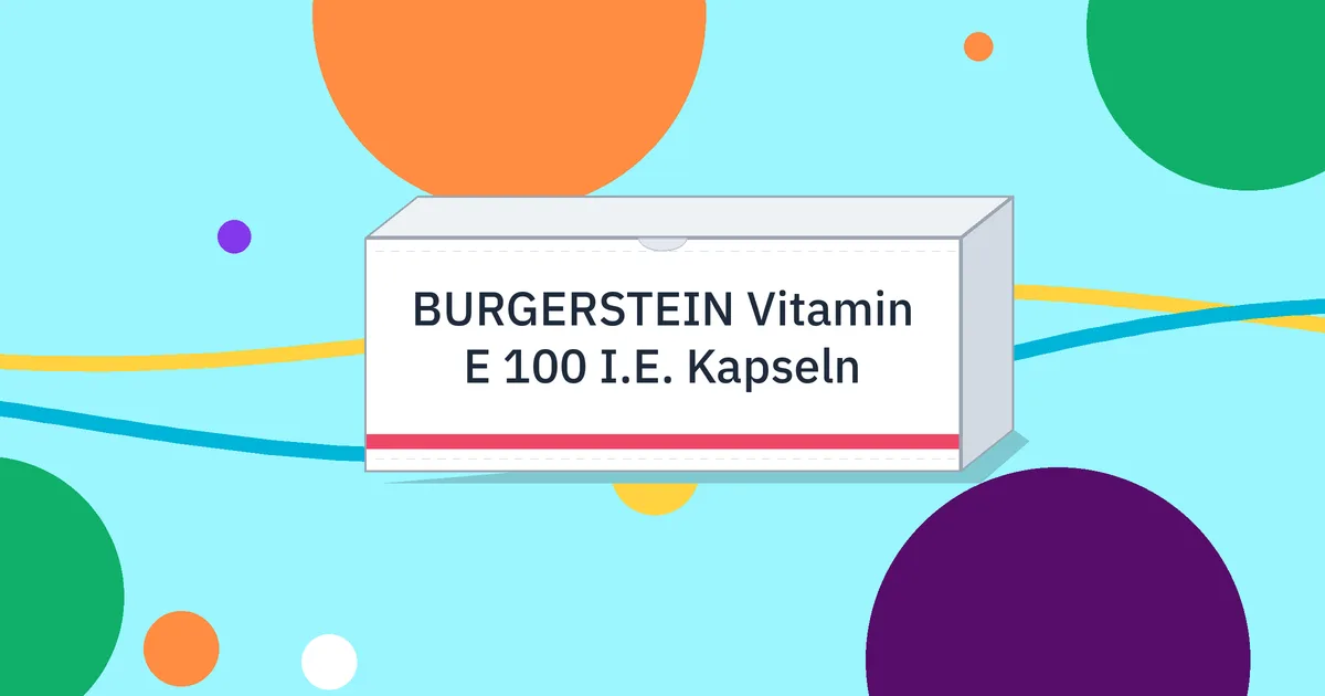 Symbolbild: Packung mit der Aufschrift BURGERSTEIN Vitamin E 100 I.E. Kapseln (PZN 20006128) – Verfügbarkeit und Bezug in Apotheken in Frankfurt am Main