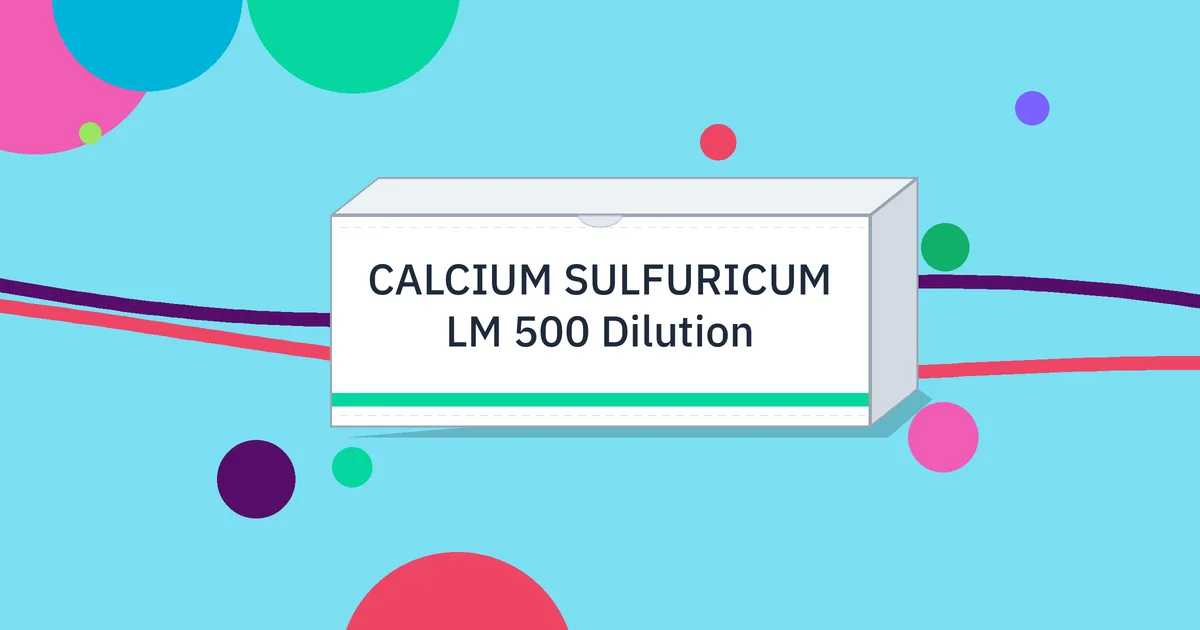 Symbolbild: Packung mit der Aufschrift CALCIUM SULFURICUM LM 500 Dilution (PZN 13693045) – Verfügbarkeit und Bezug in Apotheken in Frankfurt am Main