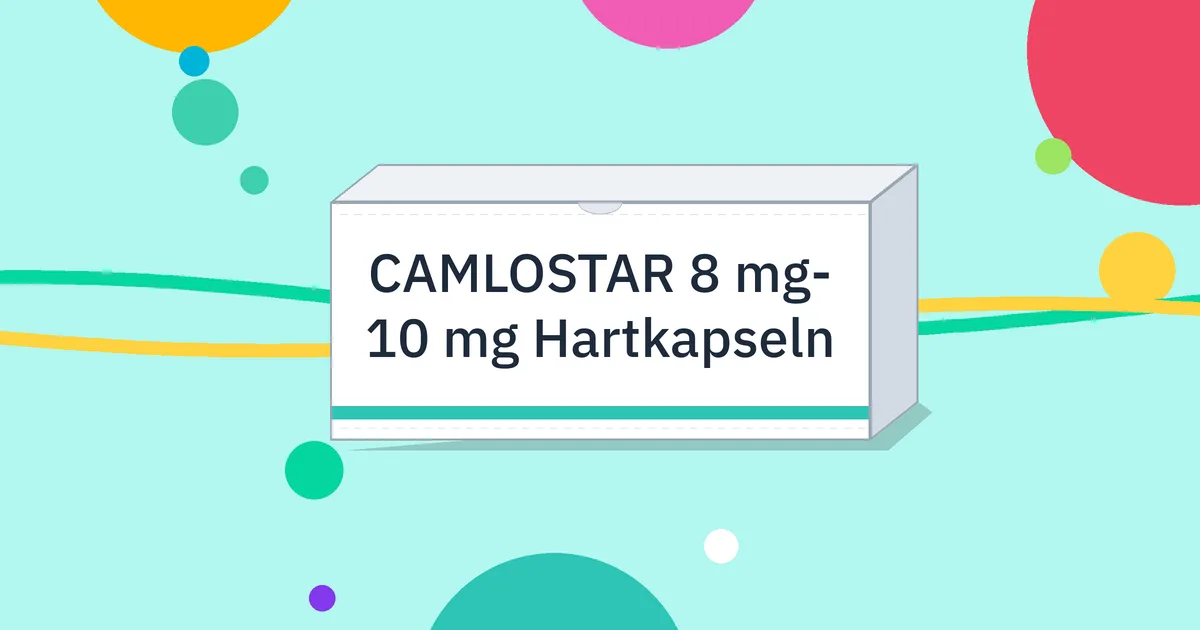 Symbolbild: Packung mit der Aufschrift CAMLOSTAR 8 mg-10 mg Hartkapseln (PZN 12540687) – Verfügbarkeit und Bezug in Apotheken in Frankfurt am Main