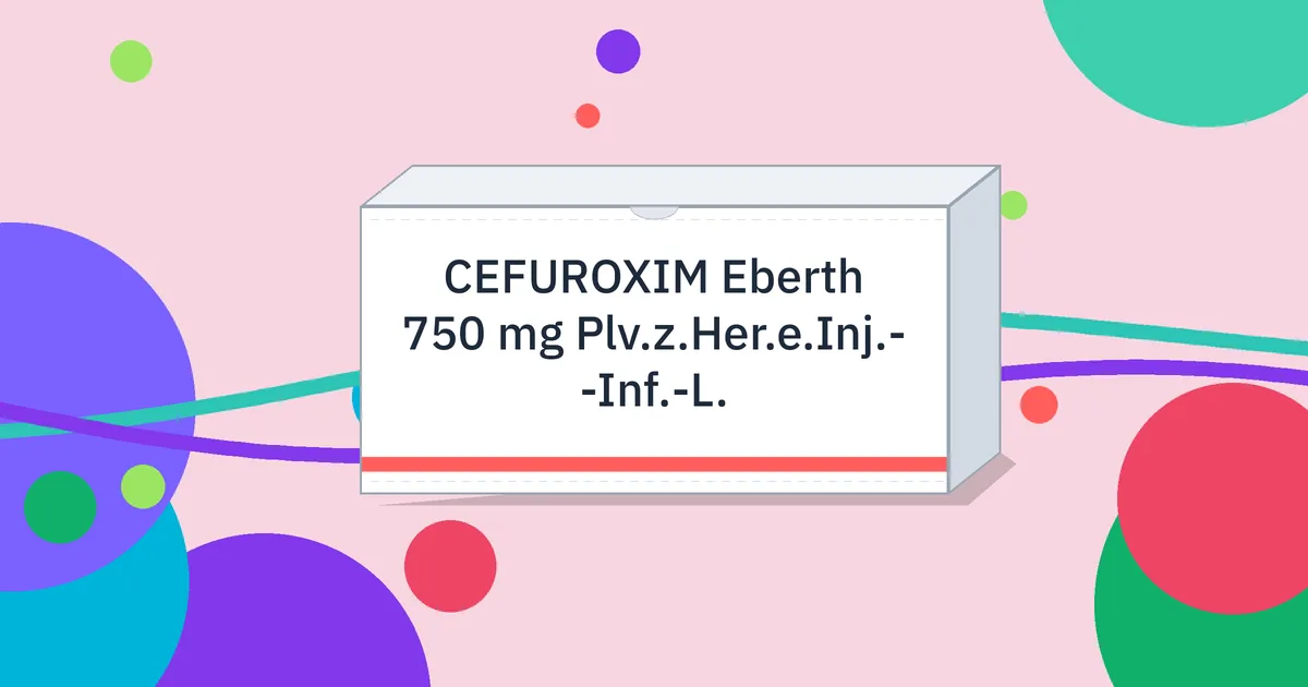 Symbolbild: Packung mit der Aufschrift CEFUROXIM Eberth 750 mg Plv.z.Her.e.Inj.--Inf.-L. (PZN 20401480) – Verfügbarkeit und Bezug in Apotheken in Frankfurt am Main