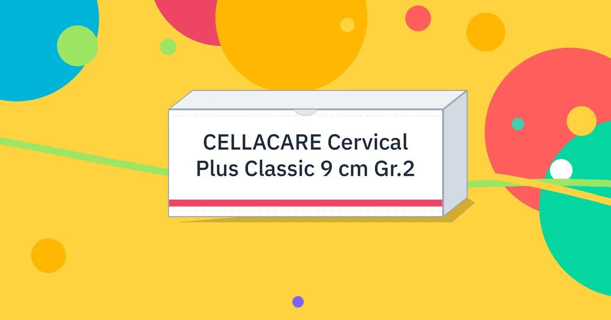 Symbolbild: Packung mit der Aufschrift CELLACARE Cervical Plus Classic 9 cm Gr.2 (PZN 11125118) – Verfügbarkeit und Bezug in Apotheken in Frankfurt am Main