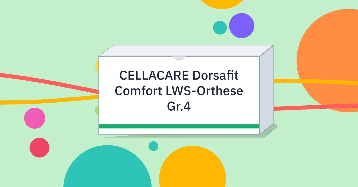 Symbolbild: Packung mit der Aufschrift CELLACARE Dorsafit Comfort LWS-Orthese Gr.4 (PZN 12899336) – Verfügbarkeit und Bezug in Apotheken in Frankfurt am Main