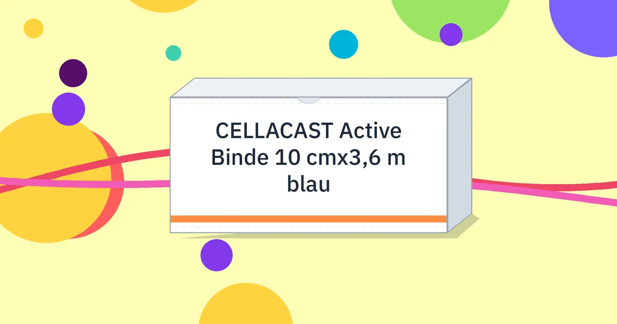 Symbolbild: Packung mit der Aufschrift CELLACAST Active Binde 10 cmx3,6 m blau (PZN 14251786) – Verfügbarkeit und Bezug in Apotheken in Frankfurt am Main
