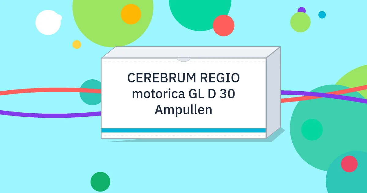 Symbolbild: Packung mit der Aufschrift CEREBRUM REGIO motorica GL D 30 Ampullen (PZN 03359871) – Verfügbarkeit und Bezug in Apotheken in Frankfurt am Main