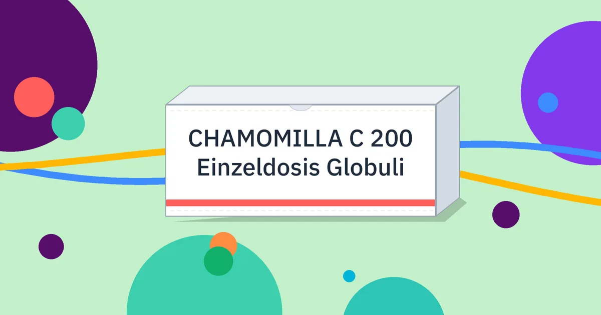 Symbolbild: Packung mit der Aufschrift CHAMOMILLA C 200 Einzeldosis Globuli (PZN 01542401) – Verfügbarkeit und Bezug in Apotheken in Frankfurt am Main