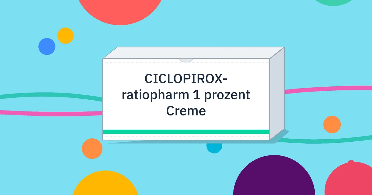 Symbolbild: Packung mit der Aufschrift CICLOPIROX-ratiopharm 1 prozent Creme (PZN 00165043) – Verfügbarkeit und Bezug in Apotheken in Frankfurt am Main