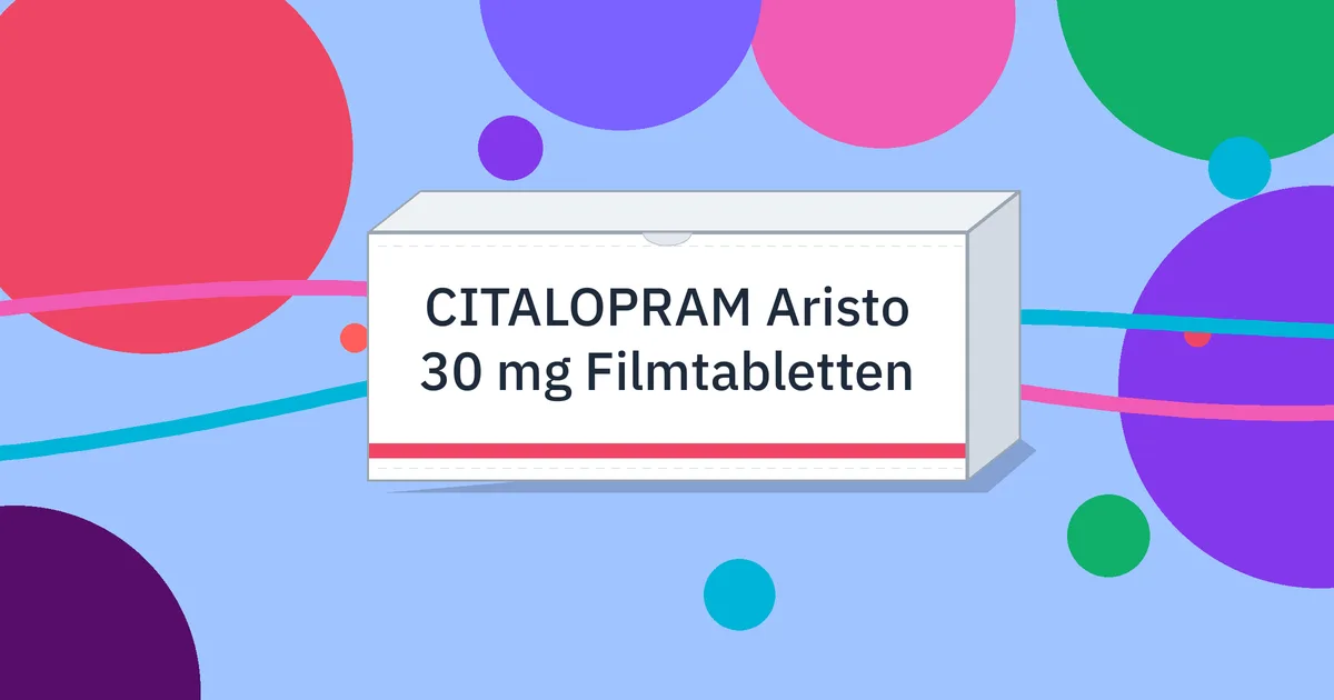 Symbolbild: Packung mit der Aufschrift CITALOPRAM Aristo 30 mg Filmtabletten (PZN 05028196) – Verfügbarkeit und Bezug in Apotheken in Frankfurt am Main
