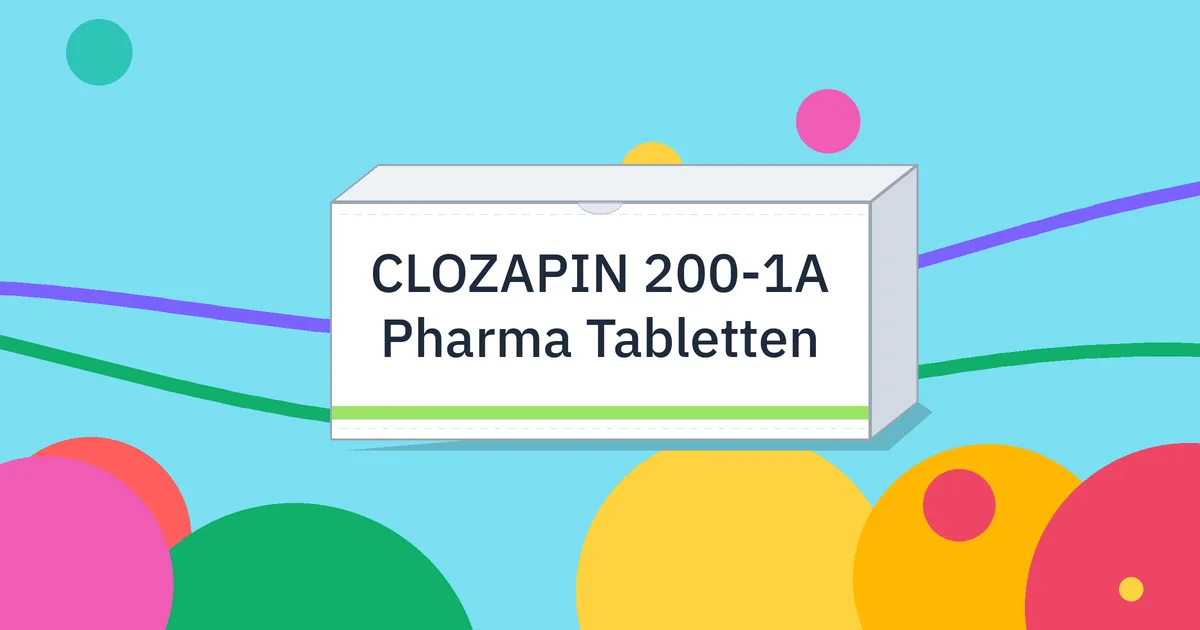 Symbolbild: Packung mit der Aufschrift CLOZAPIN 200-1A Pharma Tabletten (PZN 00682749) – Verfügbarkeit und Bezug in Apotheken in Frankfurt am Main
