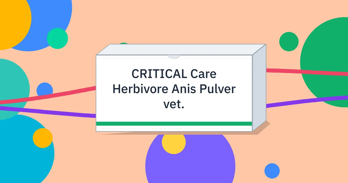 Symbolbild: Packung mit der Aufschrift CRITICAL Care Herbivore Anis Pulver vet. (PZN 20612722) – Verfügbarkeit und Bezug in Apotheken in Frankfurt am Main