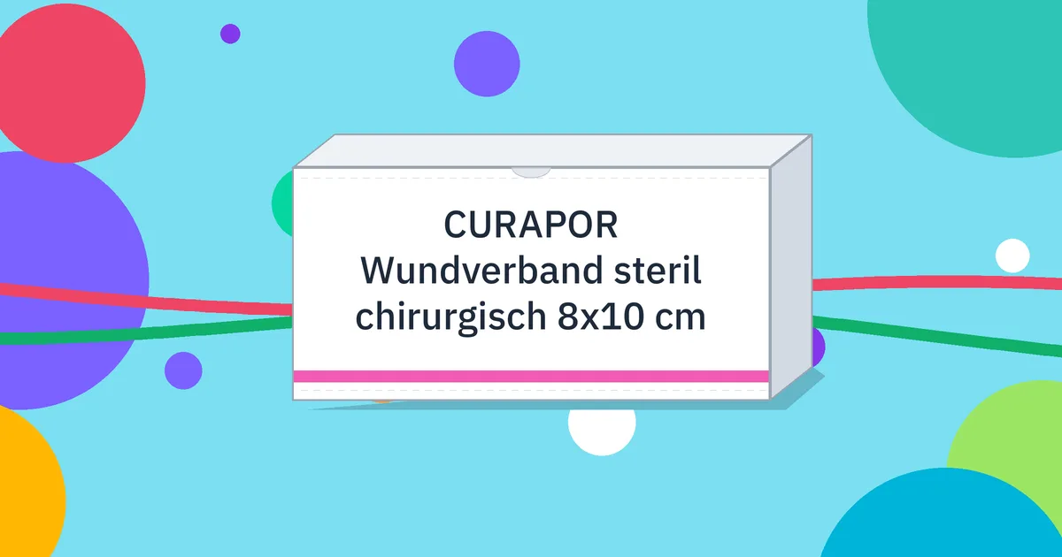 Symbolbild: Packung mit der Aufschrift CURAPOR Wundverband steril chirurgisch 8x10 cm (PZN 10757075) – Verfügbarkeit und Bezug in Apotheken in Frankfurt am Main