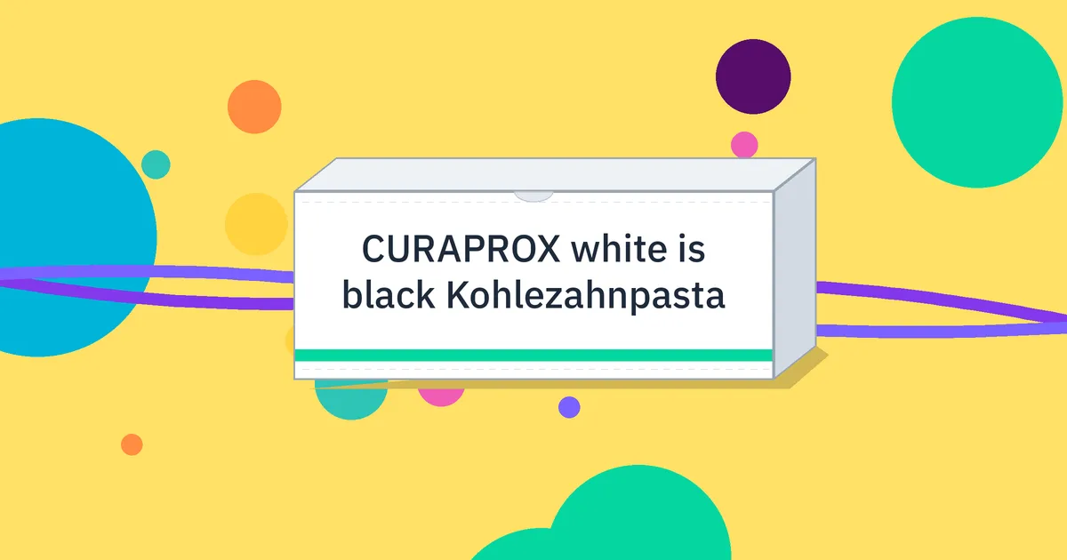 Symbolbild: Packung mit der Aufschrift CURAPROX white is black Kohlezahnpasta (PZN 11372638) – Verfügbarkeit und Bezug in Apotheken in Frankfurt am Main