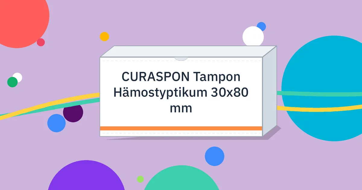 Symbolbild: Packung mit der Aufschrift CURASPON Tampon Hämostyptikum 30x80 mm (PZN 09746959) – Verfügbarkeit und Bezug in Apotheken in Frankfurt am Main