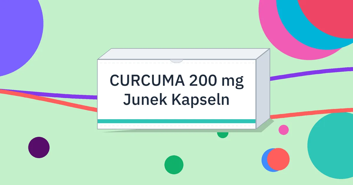 Symbolbild: Packung mit der Aufschrift CURCUMA 200 mg Junek Kapseln (PZN 10053339) – Verfügbarkeit und Bezug in Apotheken in Frankfurt am Main
