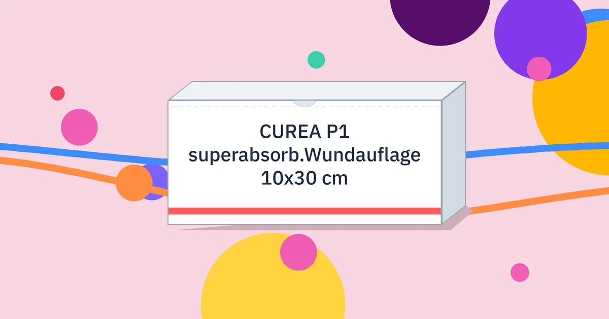 Symbolbild: Packung mit der Aufschrift CUREA P1 superabsorb.Wundauflage 10x30 cm (PZN 04122674) – Verfügbarkeit und Bezug in Apotheken in Frankfurt am Main