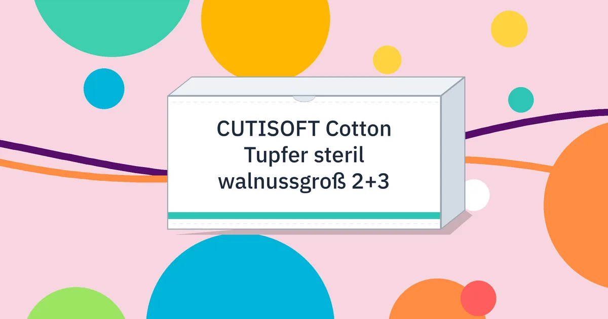 Symbolbild: Packung mit der Aufschrift CUTISOFT Cotton Tupfer steril walnussgroß 2+3 (PZN 07241072) – Verfügbarkeit und Bezug in Apotheken in Frankfurt am Main