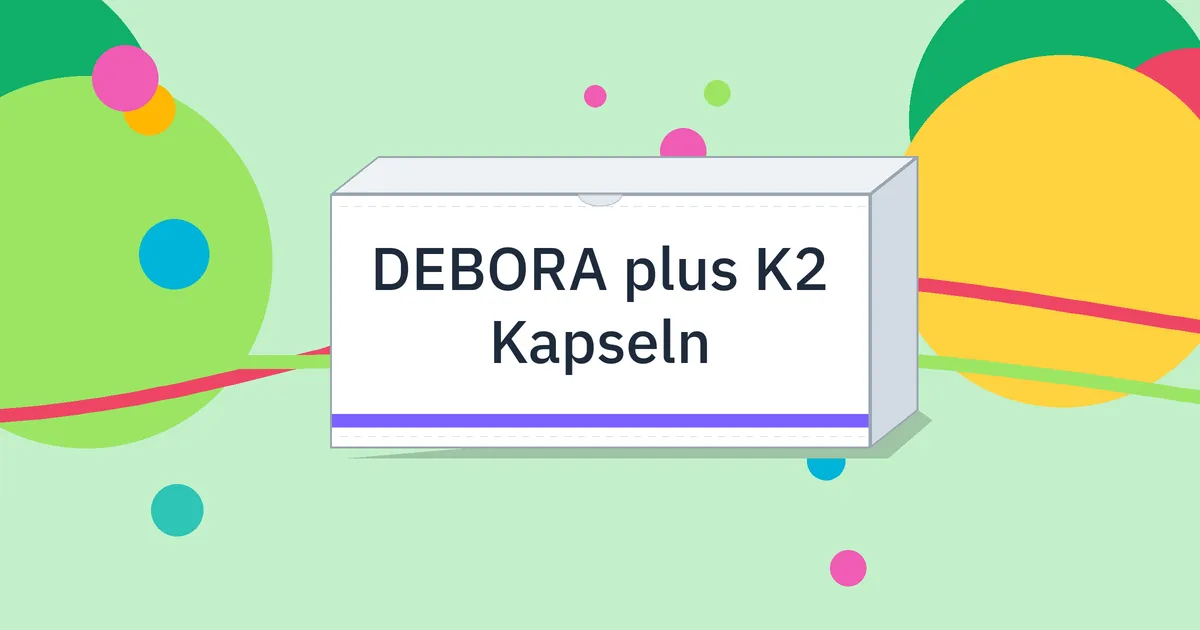 Symbolbild: Packung mit der Aufschrift DEBORA plus K2 Kapseln (PZN 12510166) – Verfügbarkeit und Bezug in Apotheken in Frankfurt am Main