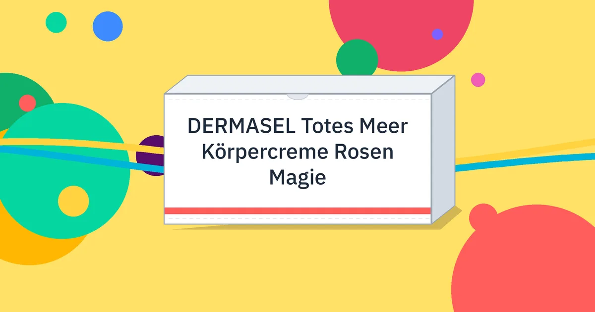 Symbolbild: Packung mit der Aufschrift DERMASEL Totes Meer Körpercreme Rosen Magie (PZN 18053103) – Verfügbarkeit und Bezug in Apotheken in Frankfurt am Main