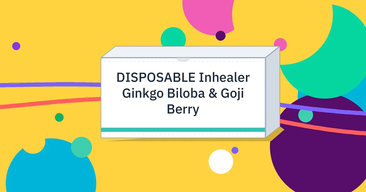 Symbolbild: Packung mit der Aufschrift DISPOSABLE Inhealer Ginkgo Biloba & Goji Berry (PZN 18907798) – Verfügbarkeit und Bezug in Apotheken in Frankfurt am Main