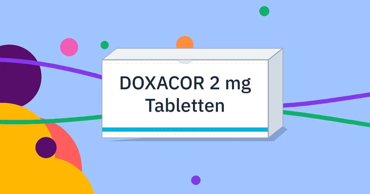 Symbolbild: Packung mit der Aufschrift DOXACOR 2 mg Tabletten (PZN 00173580) – Verfügbarkeit und Bezug in Apotheken in Frankfurt am Main