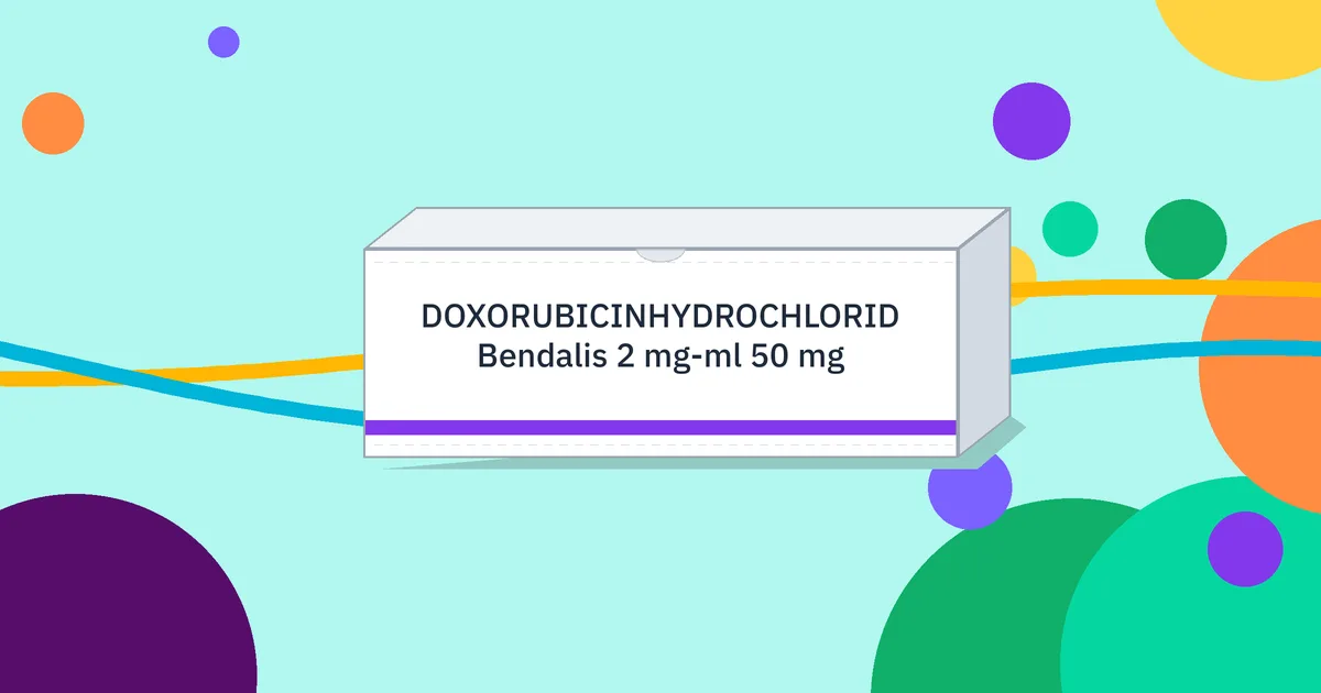 Symbolbild: Packung mit der Aufschrift DOXORUBICINHYDROCHLORID Bendalis 2 mg-ml 50 mg (PZN 10757371) – Verfügbarkeit und Bezug in Apotheken in Frankfurt am Main