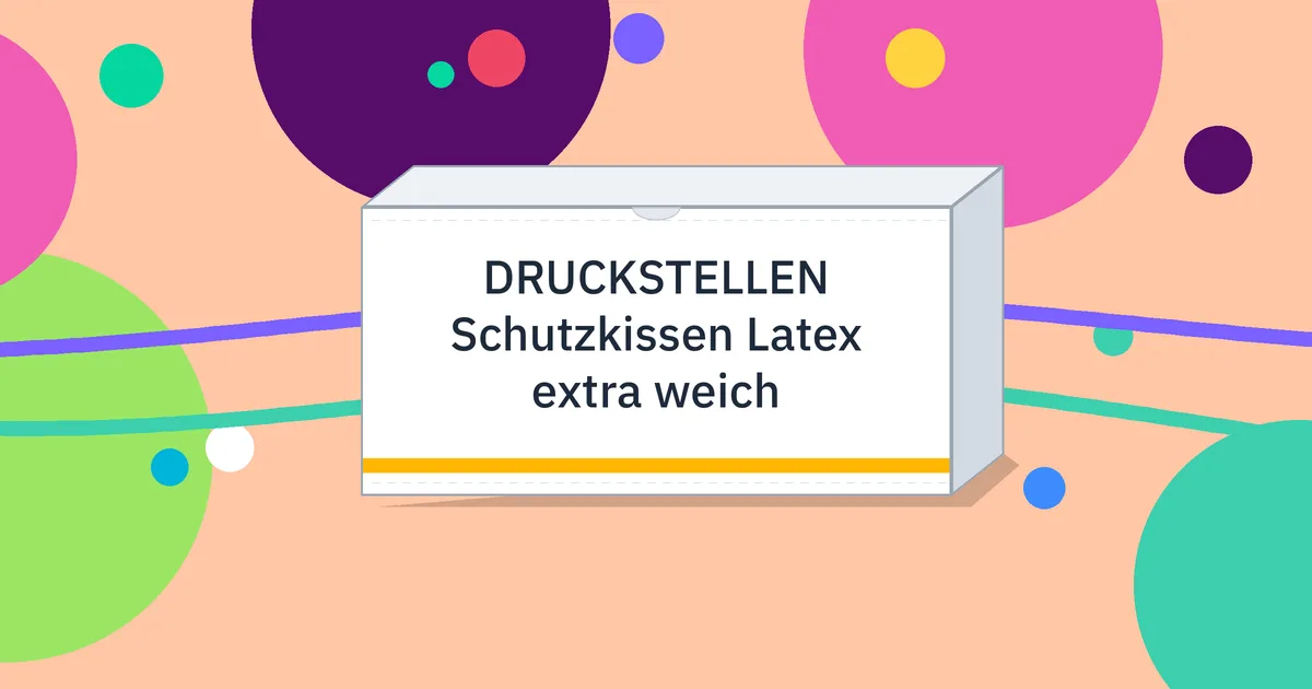 Symbolbild: Packung mit der Aufschrift DRUCKSTELLEN Schutzkissen Latex extra weich (PZN 11025606) – Verfügbarkeit und Bezug in Apotheken in Frankfurt am Main