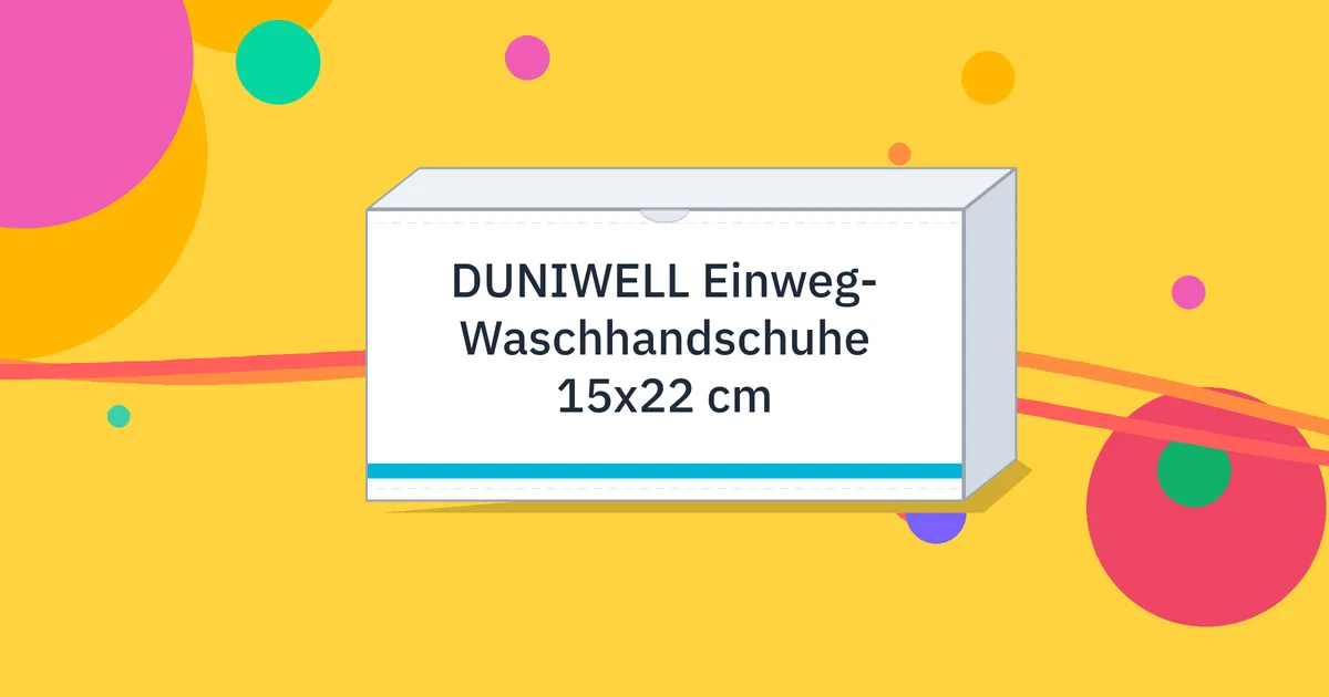 Symbolbild: Packung mit der Aufschrift DUNIWELL Einweg-Waschhandschuhe 15x22 cm (PZN 19095339) – Verfügbarkeit und Bezug in Apotheken in Frankfurt am Main