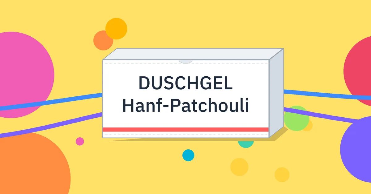 Symbolbild: Packung mit der Aufschrift DUSCHGEL Hanf-Patchouli (PZN 17993991) – Verfügbarkeit und Bezug in Apotheken in Frankfurt am Main