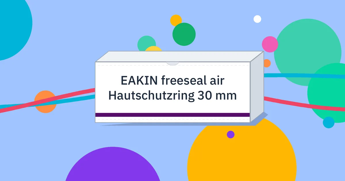 Symbolbild: Packung mit der Aufschrift EAKIN freeseal air Hautschutzring 30 mm (PZN 19449375) – Verfügbarkeit und Bezug in Apotheken in Frankfurt am Main