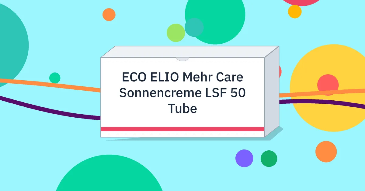 Symbolbild: Packung mit der Aufschrift ECO ELIO Mehr Care Sonnencreme LSF 50 Tube (PZN 19724580) – Verfügbarkeit und Bezug in Apotheken in Frankfurt am Main